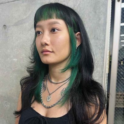 24 Wolf Cuts With Colored Bangs | HairAide