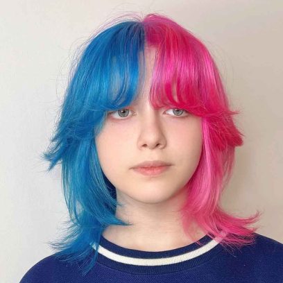 24 Wolf Cuts With Colored Bangs | HairAide